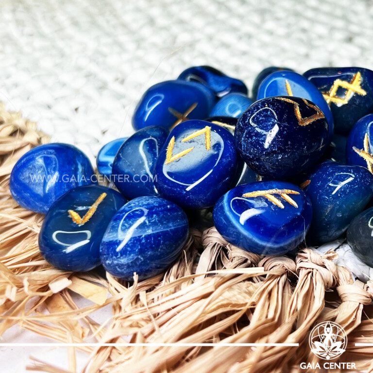 Blue Onyx Rune Stones | GAIA CENTER Crystal shop in CYPRUS